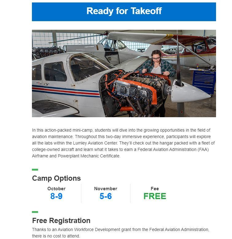 Free Aviation Weekend Camp at Penn College | High School